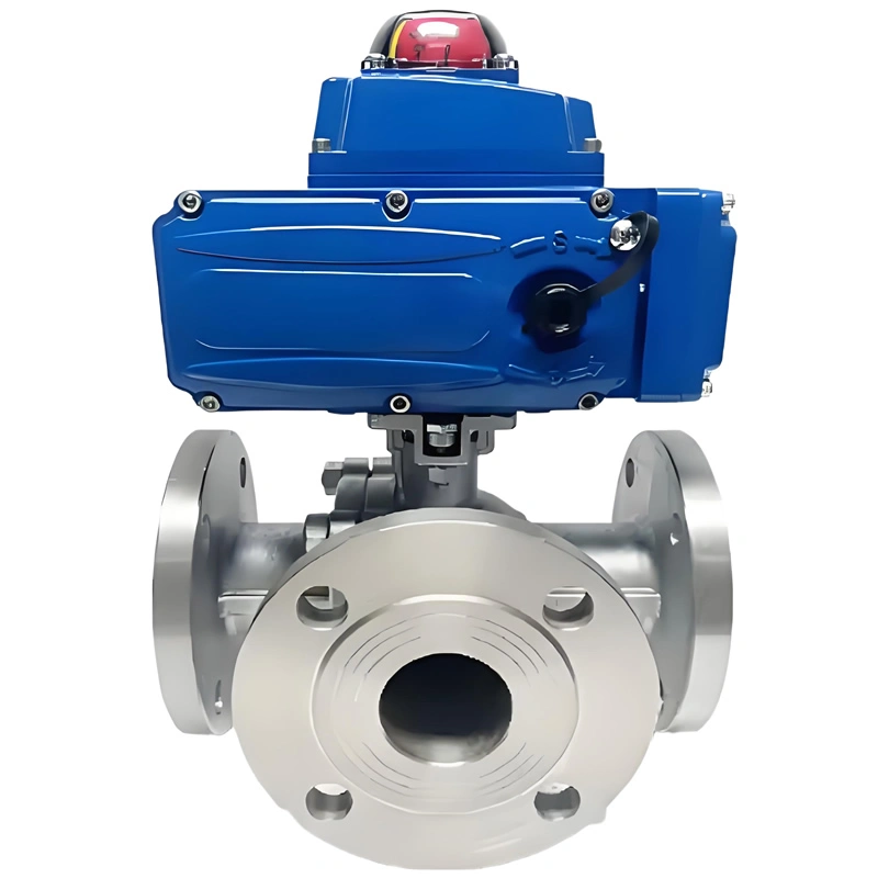 Electric Stainless Steel 3-Way Flange Ball Valve Electric Actuator ...